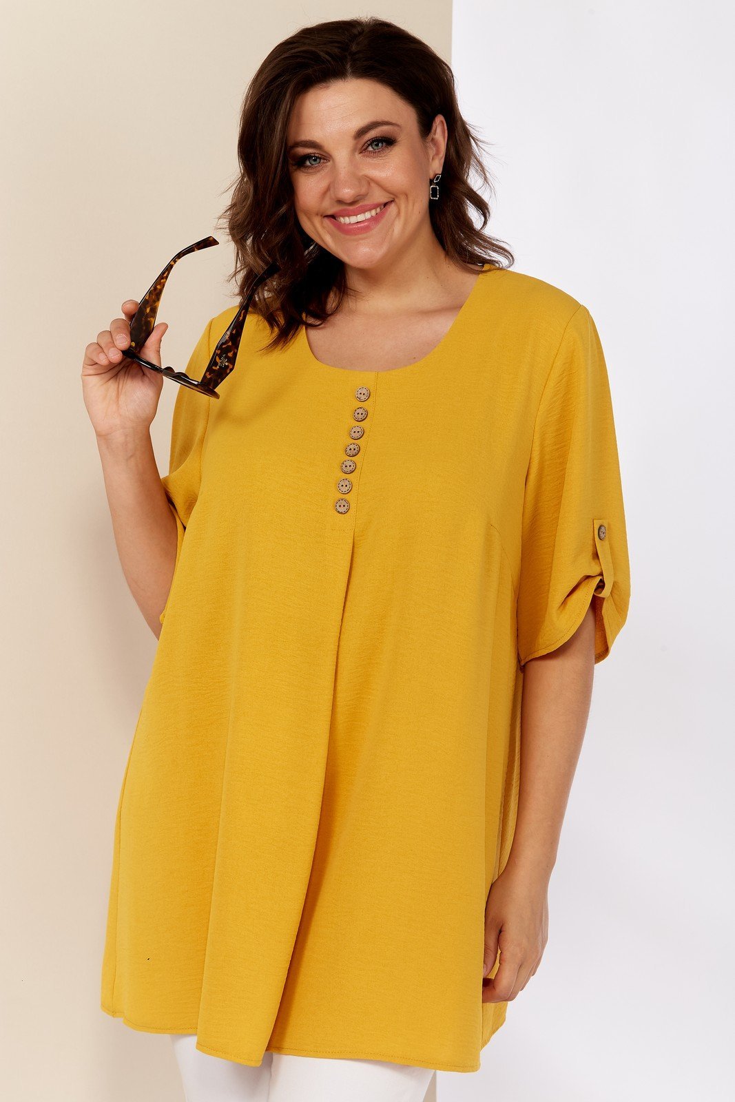 Блузка 4053 горчица Shetti купить в интернет магазине | в наличии